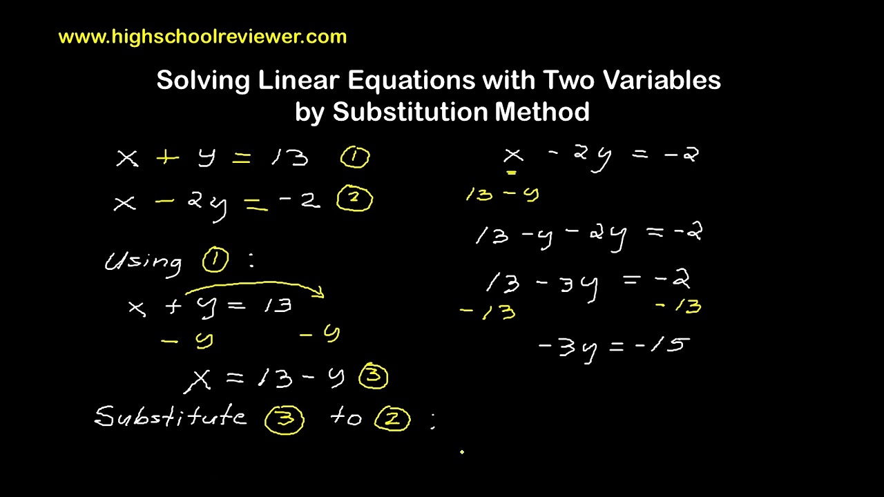 Solving Linear Equations With Two Variables Using Substitution Method 9786