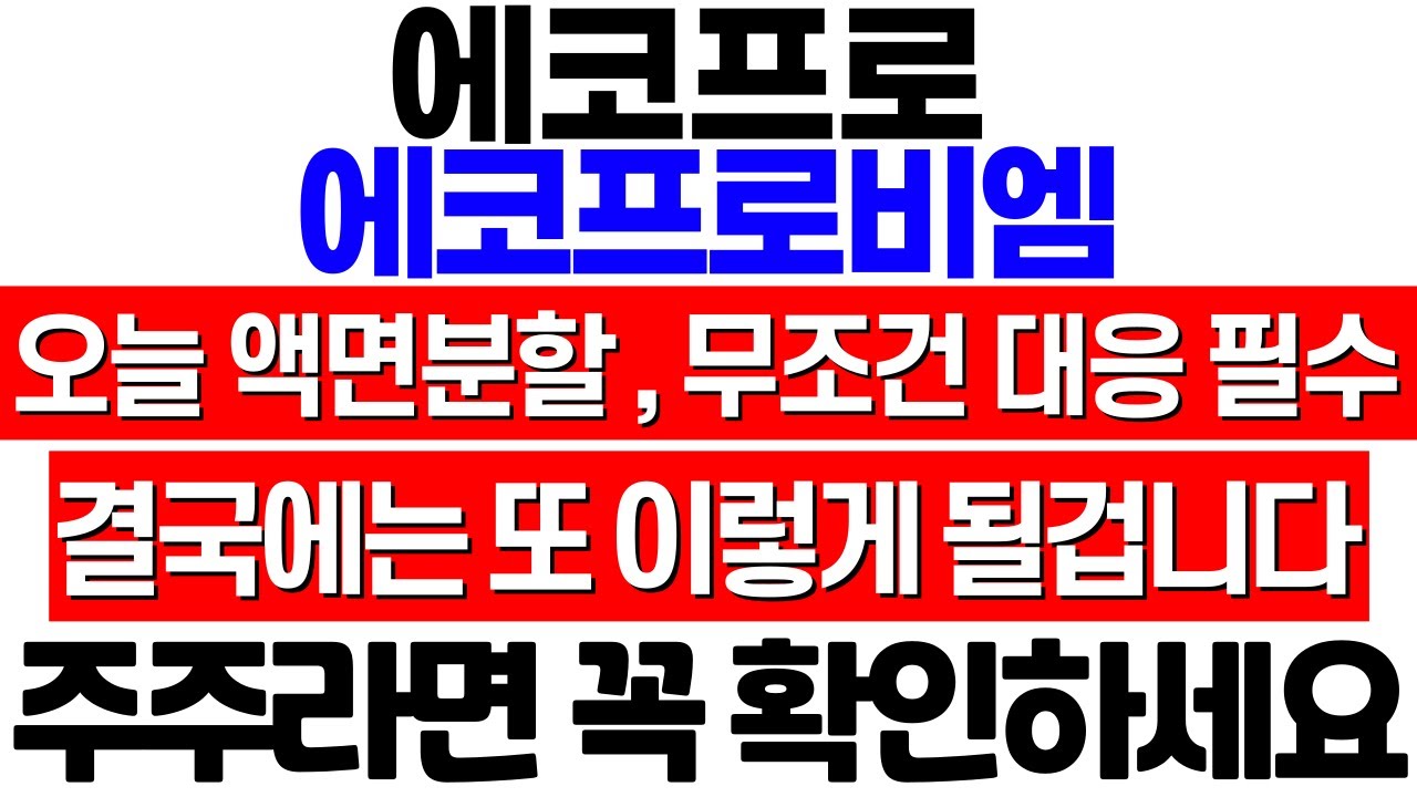 에코프로 에코프로비엠 주가 전망 오늘 액면분할 대응 전략 2차전지 주가 전망 에코프로 박순혁 에코프로비엠 목표가 에코프로