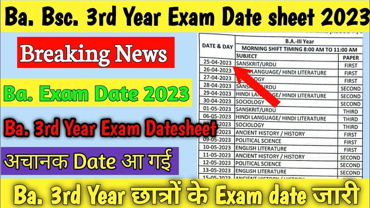 University Exam 2023 | B.A B.Sc B.Com 3rd Year New Exam Date 2023 | ba ...