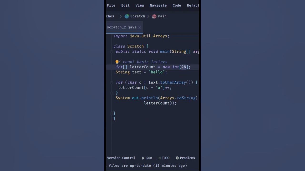 Character frequency array size of English letters - YouTube