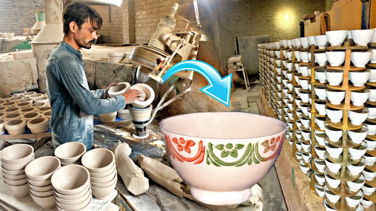 Super Clay art! how beautiful bowls making process in ceramic factory ...