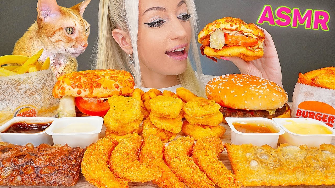 ASMR EATING BURGER KING, CHICKEN NUGGETS, FRIED SHRIMP, WHOPPER, 버거킹 ...