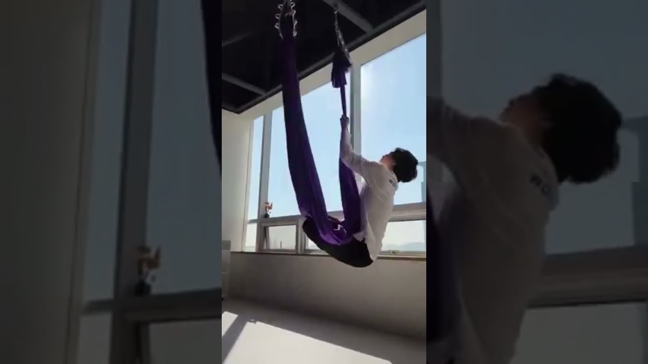 Jimin aerial yoga | Flying yoga BTS. His core strength is insane!? #bts ...