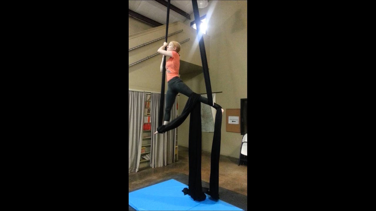 Inverted arrabesque and cross back straddle silks - YouTube
