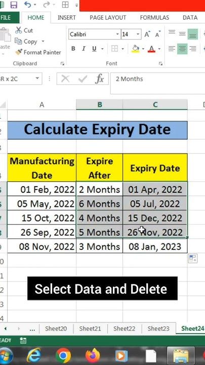 #shorts | calculate expiry date in excel | Excel Tutorials in Hindi | #exceltips #excel # ...