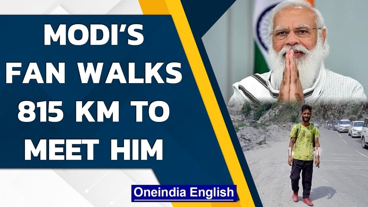 PM Modi’s fan from Kashmir Fahim Nazir Shah is walking 815 km to meet ...