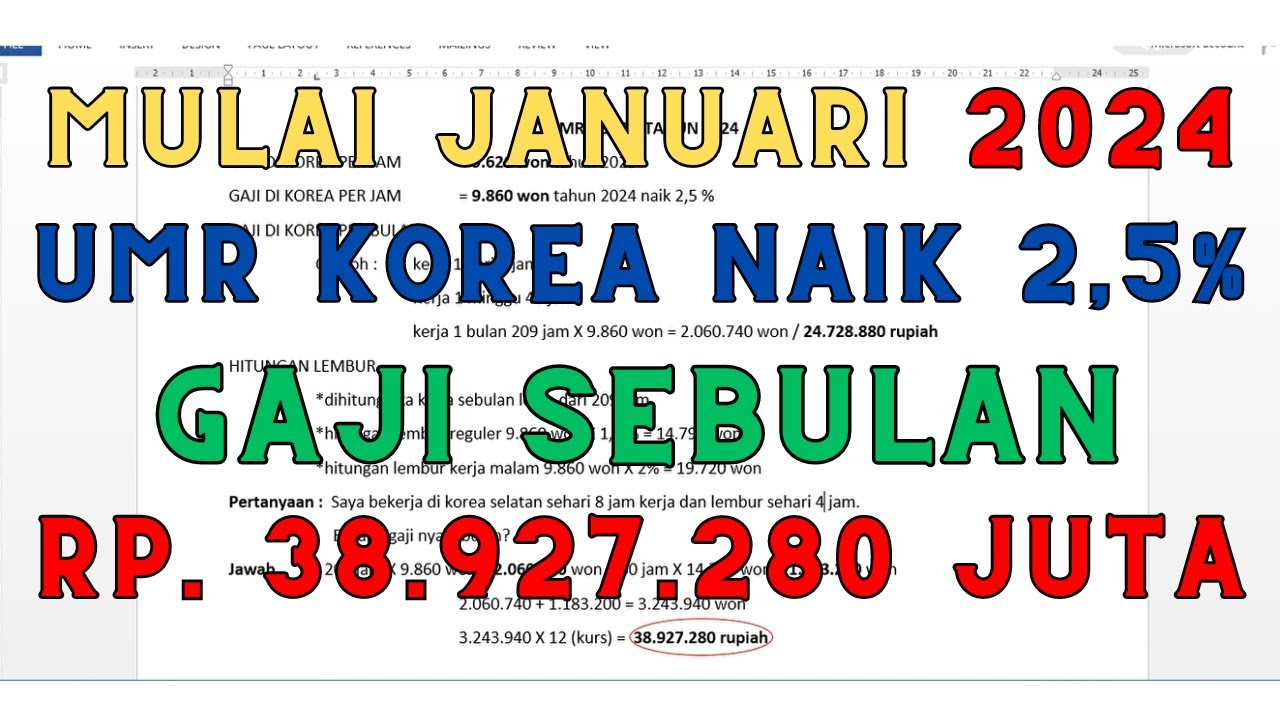GAJI UMR KOREA SELATAN TAHUN 2024 - YouTube