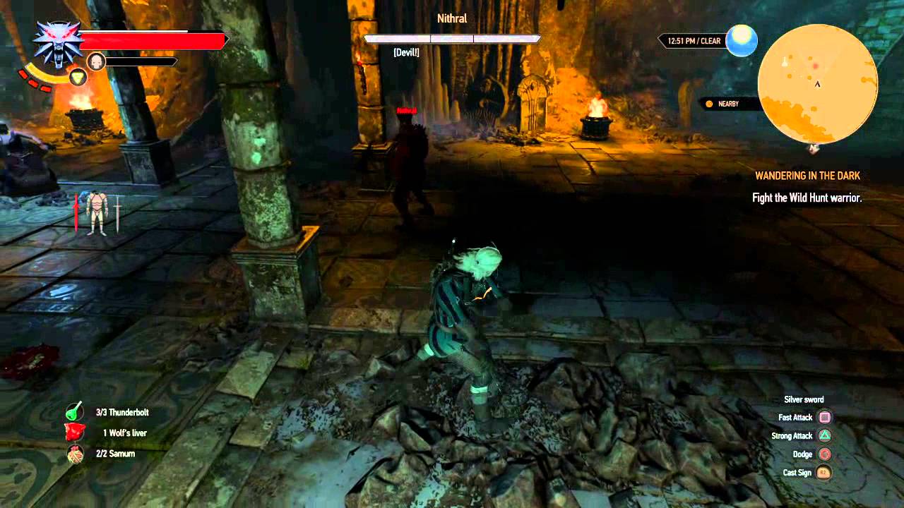 The Witcher 3: Nithral Boss Gameplay (Death March) - YouTube