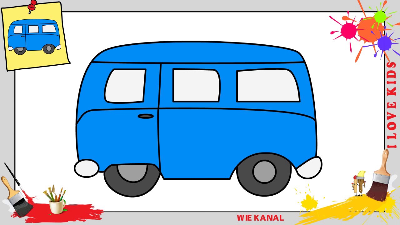 Bus zeichnen 4 schritt für schritt für anfänger & kinder - Zeichnen ...