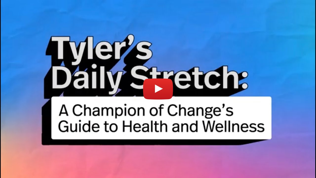 Champion of Change, Tyler Haynes, leads a daily stretch to strengthen ...
