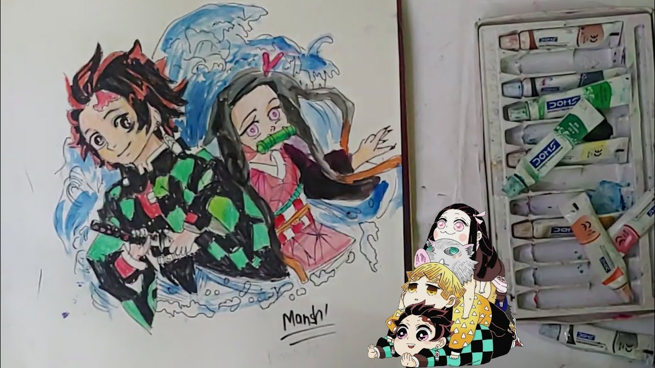 Tanjiro And Nezuko Together Drawing #demonslayer - YouTube