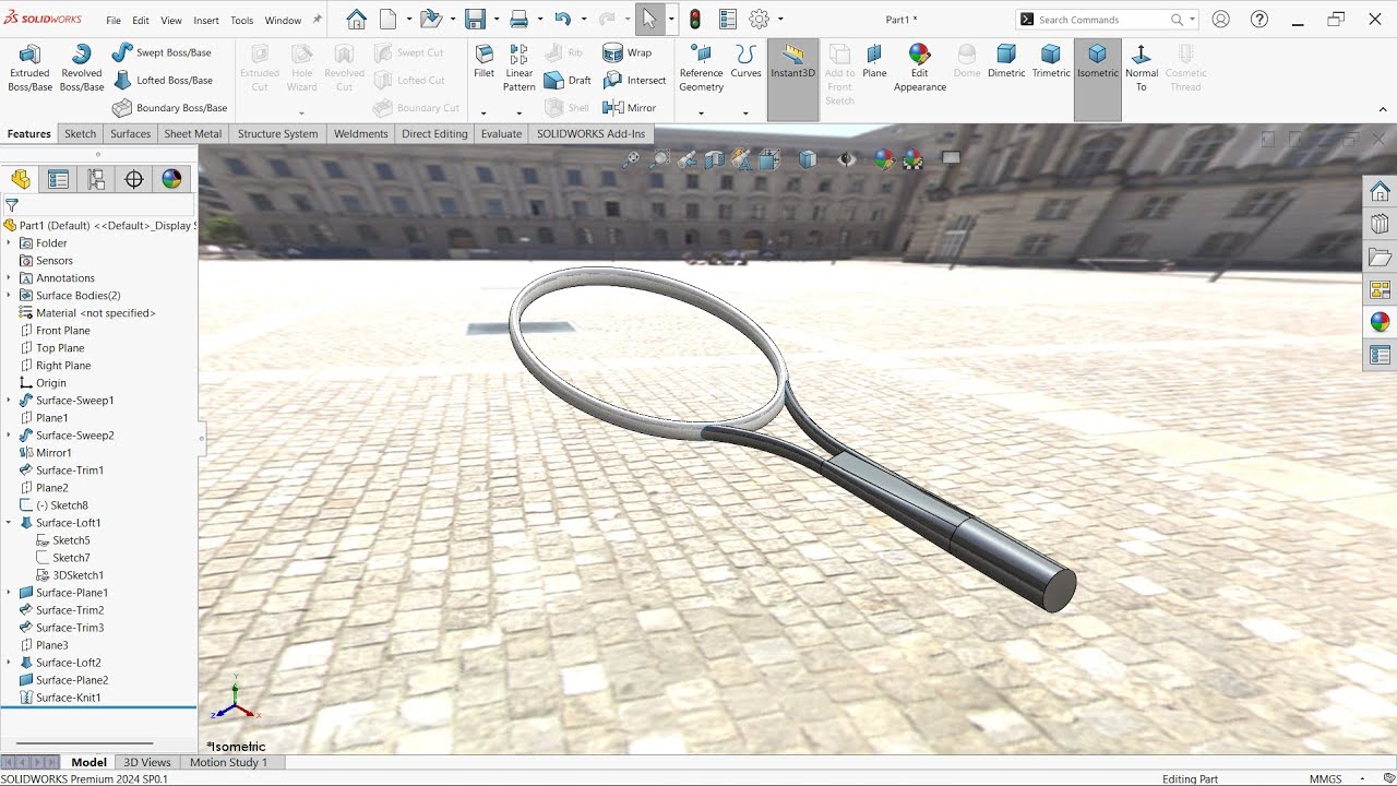 SOLIDWORKS Surface Modeling - Badminton Tennis Racket #solidworks # ...