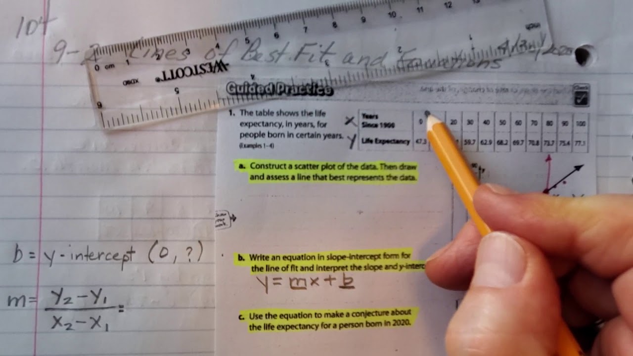 Lines of Best Fit & Equations Alg 1 - YouTube
