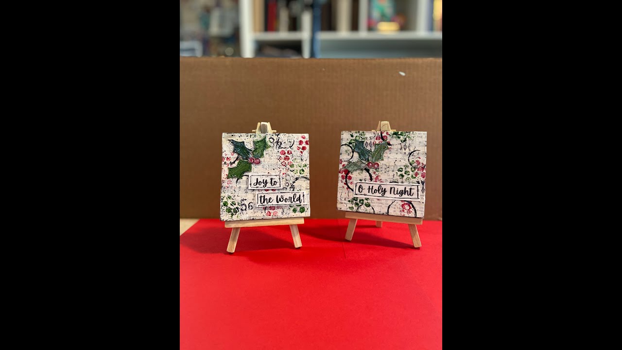 Christmas 4x4 Mixed Media Canvas with Easel - YouTube