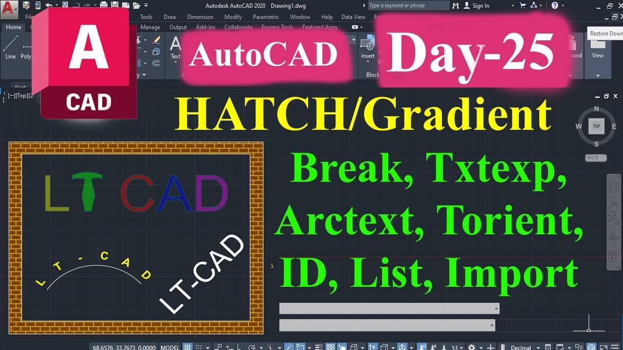 25 Autocad 2d Commands Hatch Gradient Break Txtexp Arctext