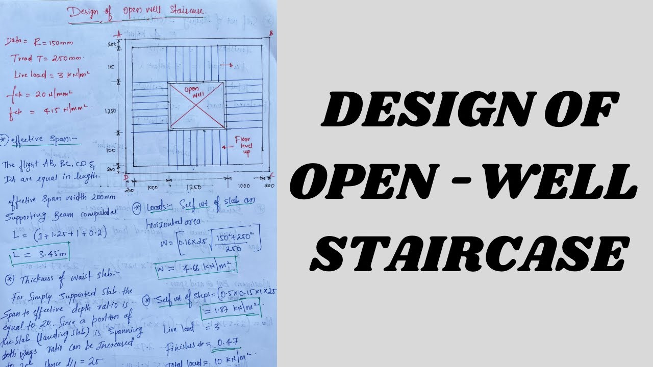DESIGN OF OPEN-WELL STAIRCASE #structuralengineering #civilengineering ...