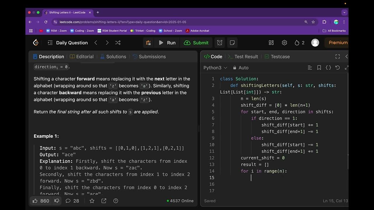 Shifting Letters II - Leetcode 2381 - YouTube