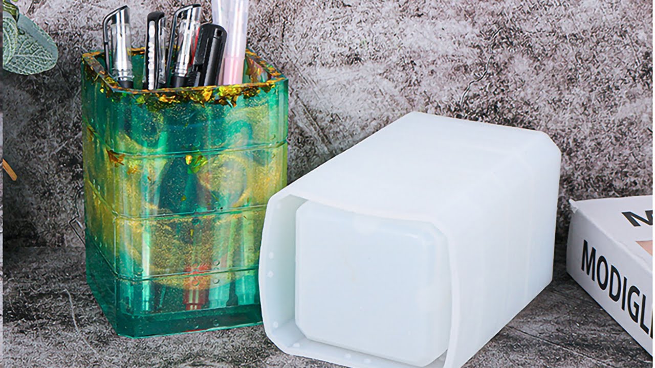 Crazymold®: Industrial Style Pen Holder Resin Mold & Stand - YouTube