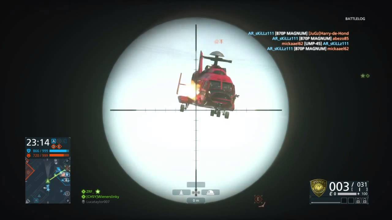 Battlefield hardline chopper sniper - YouTube