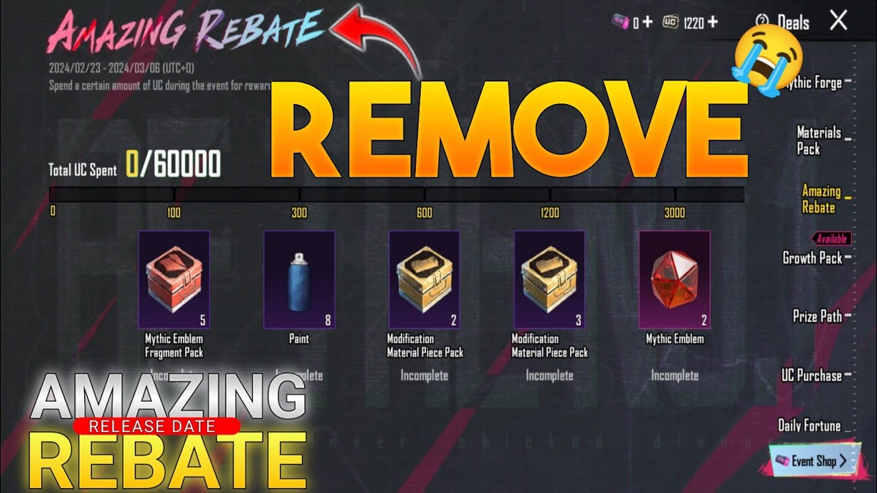 Next amazing rebate release date | old is back | amazing rebate pubg ...