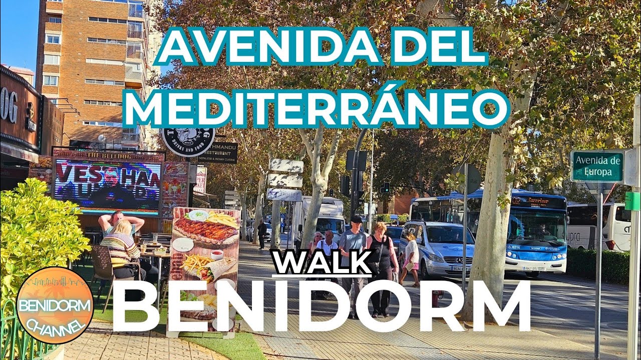 Benidorm - December off-season Walk through the Mediterráneo - YouTube
