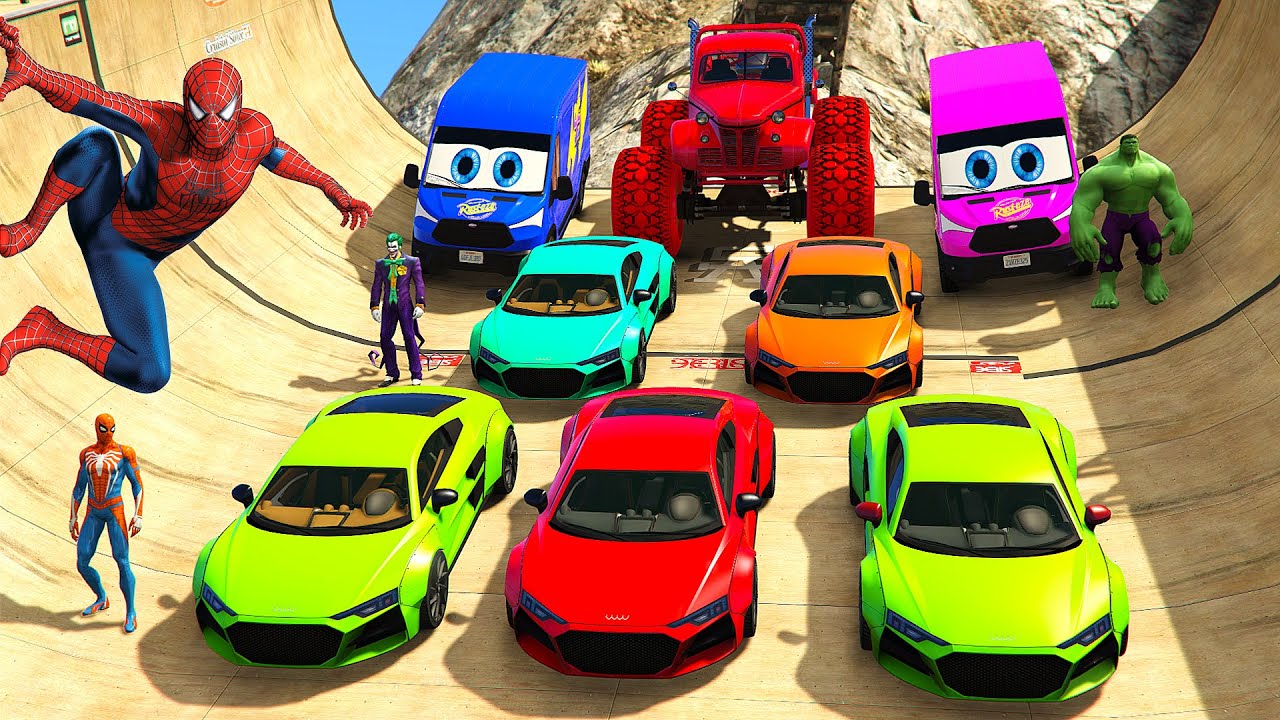 GTA V Epic New Stunt Race For Car Racing Challenge by Trevor and Shark ...