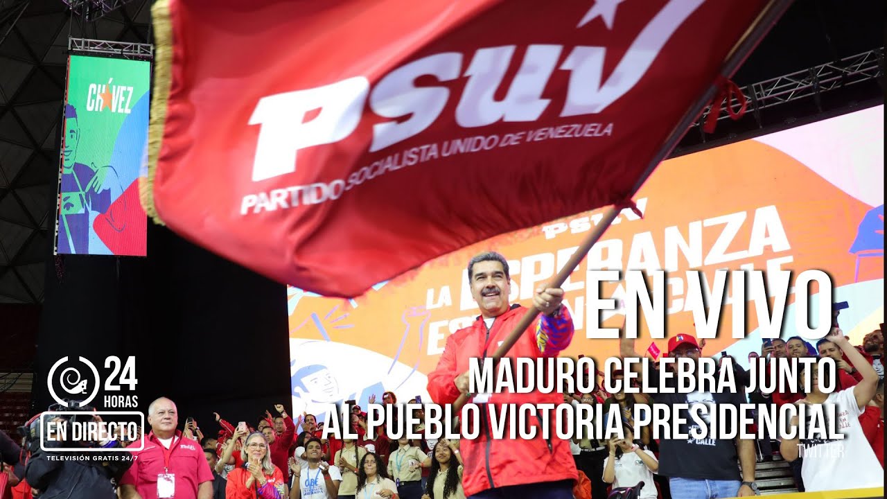 Maduro celebra junto al pueblo victoria presidencial - YouTube