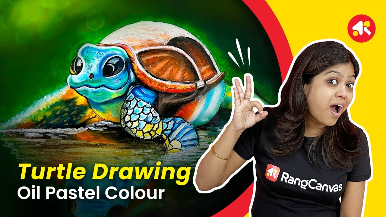 Oil Pastel Turtle Drawing with very easy techniques #rangcanvas #oilpastel - YouTube