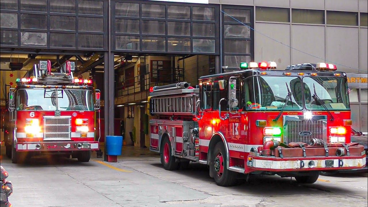 Chicago Fire Dept. Engine 13 (spare) & Truck 6 Responding - YouTube