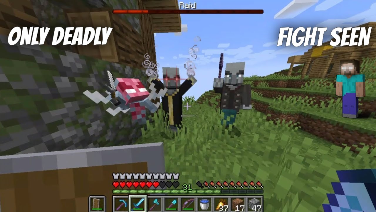 BAD-OMEN ONLY DEADLY FIGHT SEEN OF RAID IN MINECRAFT.. - YouTube