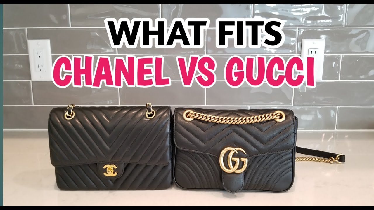 CHANEL DOUBLE FLAP CHEVRON VS. GUCCI MARMONT SMALL/SIZE COMPARISON ...
