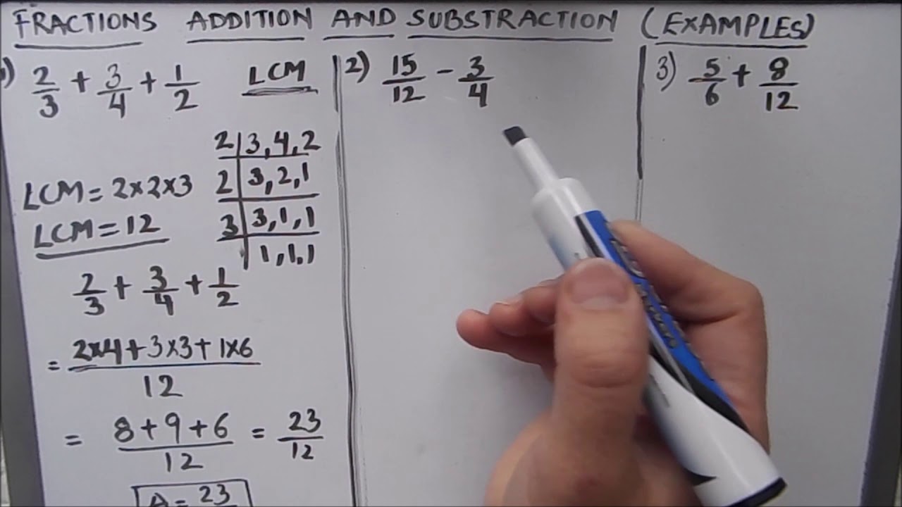 HOW TO ADD AND SUBTRACT FRACTIONS (EXAMPLES) - YouTube