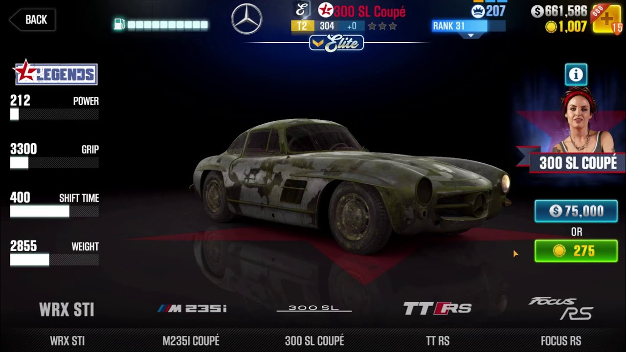 CSR Racing 2 - Mercedes 300 SL Coupe (Legends Car) (T2) - YouTube