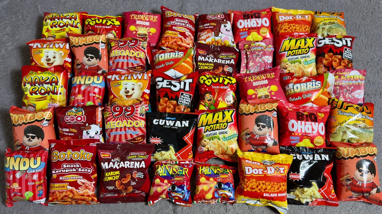 40 BUNGKUS CIKI SERBA MERAH‼️ UNBOXING CIKI BERHADIAH SERBA WARNA MERAH ...
