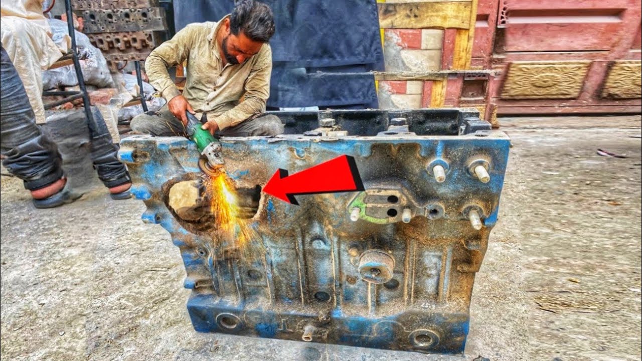 DJ engine block broke and caused a big hole | The mechanic expertly ...