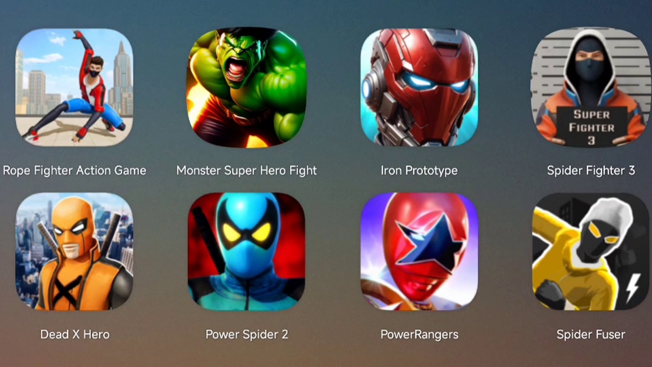 Rope Fighter Action,Monster Hulk,Iron Prototype,Spider Fighter 3,Power ...