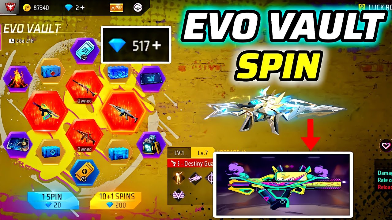NEW EVO VAULT SPIN ।। ONLY 💎500+ DIAMOND ।। EVO GROZA AND EVO XM8 SPIN ...