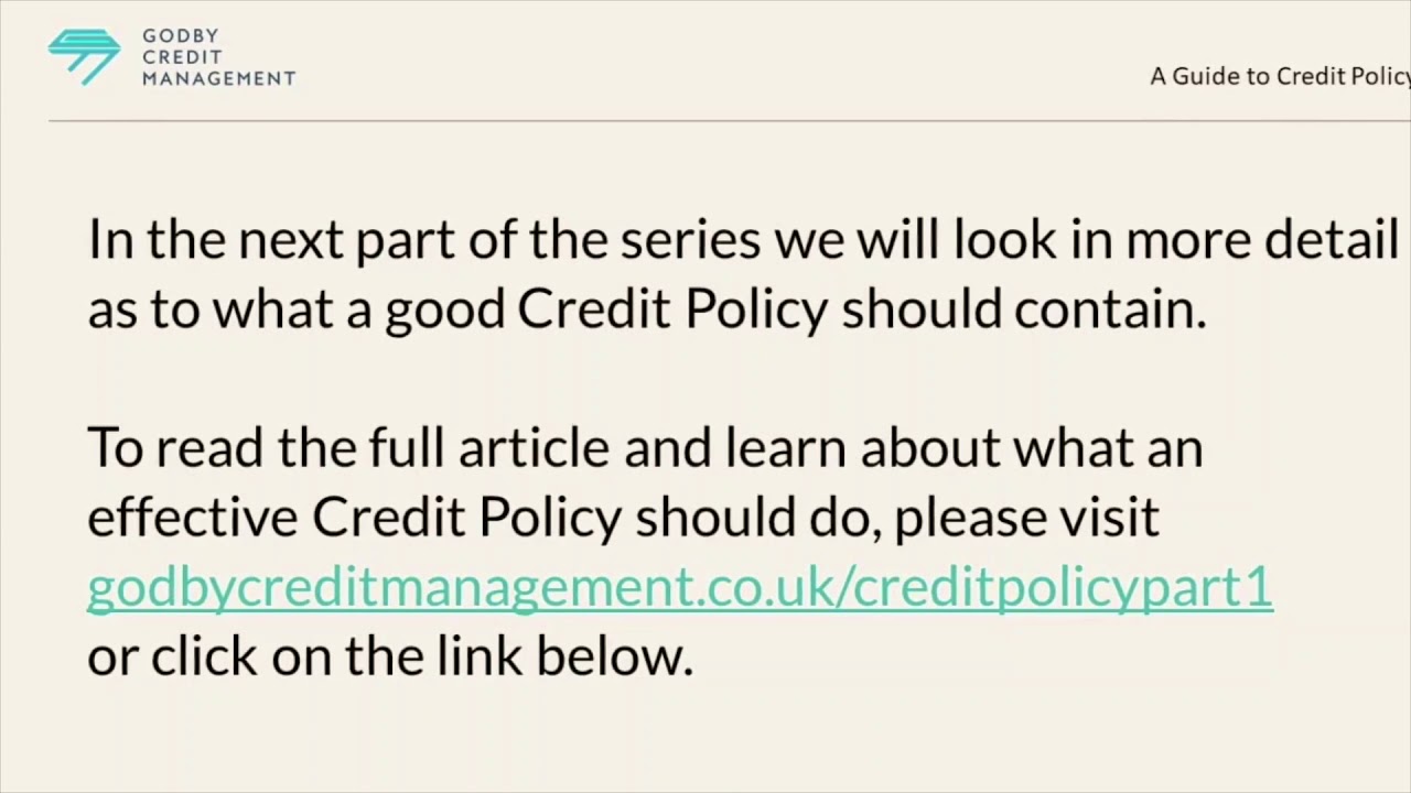 A guide to credit policy part 1 - YouTube