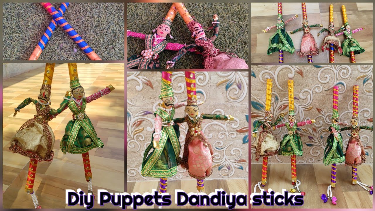Handmade Dandiya sticks।Diy Puppets Dandiya sticks। घर पर ही बनाएं ...