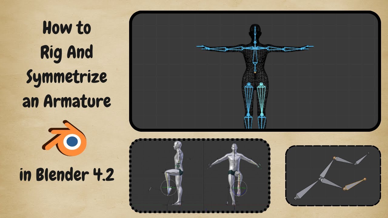 How to rig and symmetrize an armature on a character beginner version | Blender 4.2 tutorial ...