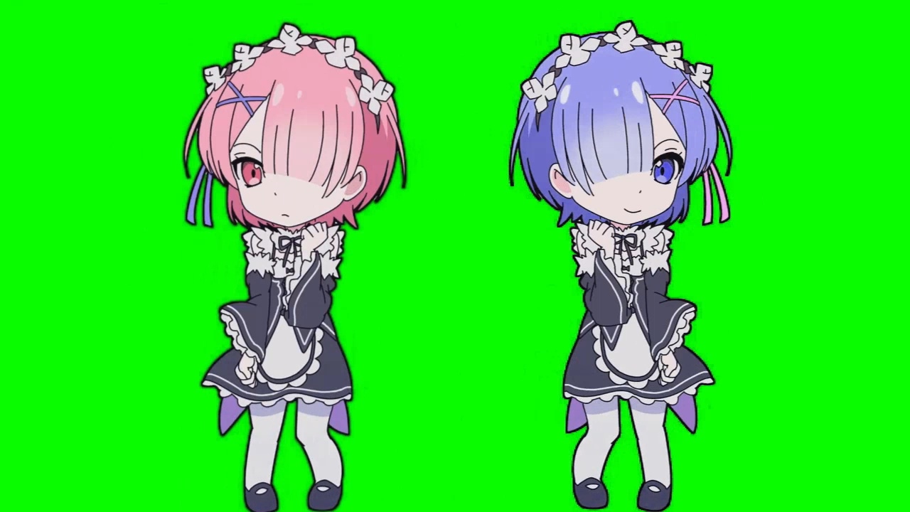 Rem And Rim Chibi Dancing Chroma Keyer - YouTube