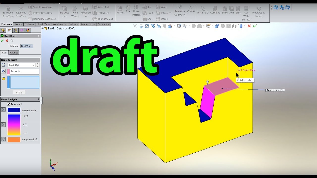 SolidWorks | Draft (Açı Verme) - YouTube