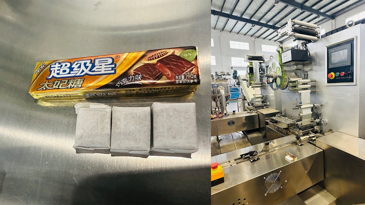 chewing gum toffee candy Stick packaging machine - YouTube