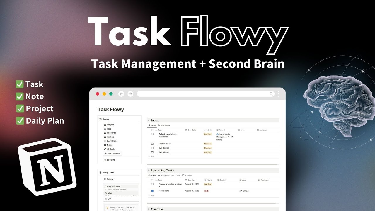 Task Flowy - The Task Management + Second Brain tool for Notion - YouTube