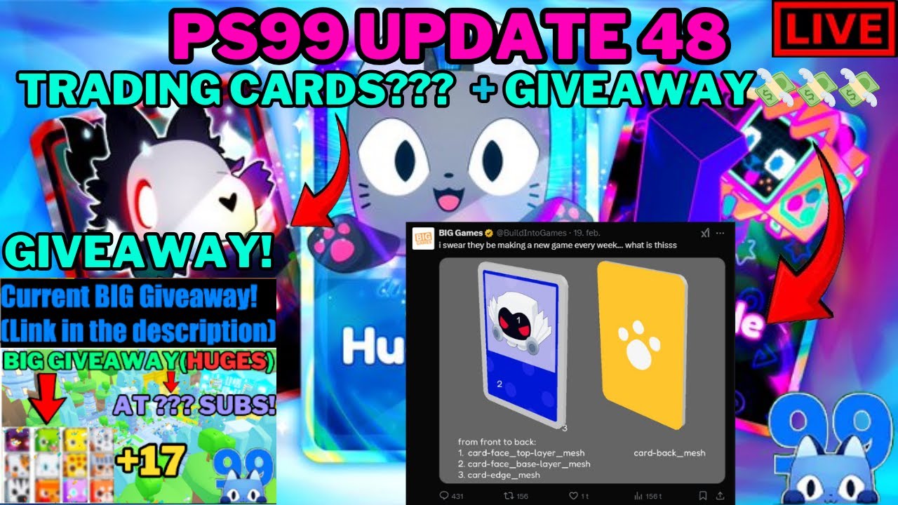 🔴LIVE: Pet Simulator 99 | Update 48 - Trading Cards??? + Giveaway!💸🤑💲 ...
