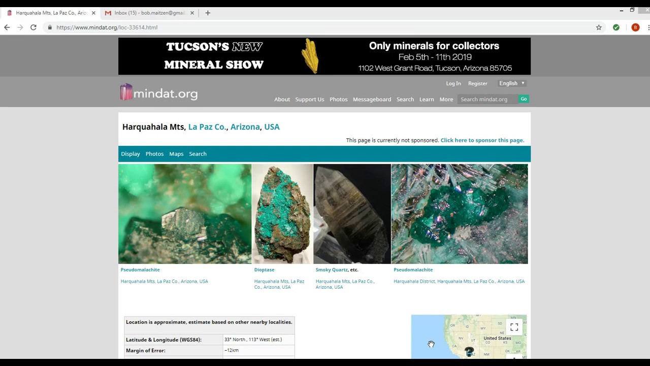 Part 1 - Using Mindat ORG website to look at Mines in the Harquahala ...