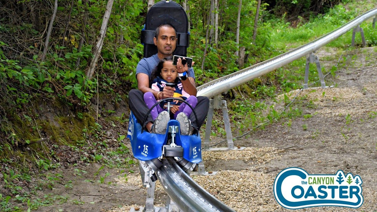 Riding Alberta's FIRST Canyon Alpine Coaster in Red Deer - YouTube