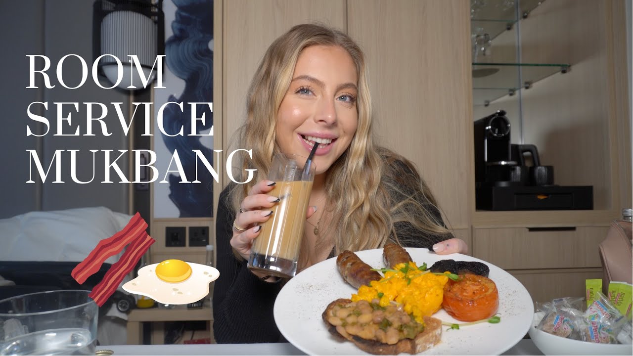 Hotel room service mukbang! (very hungover) - YouTube