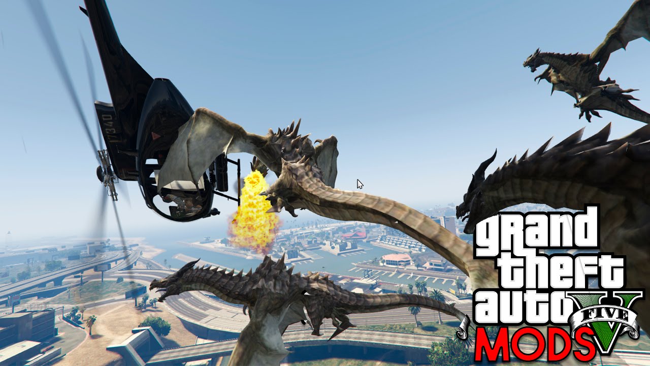 GTA V MODs - Ataque de Dragões GTA 5 Mods PC Gameplay - YouTube