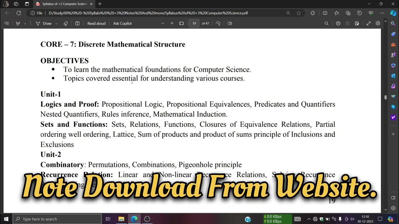 BSc Computer Science (Core - 7) - Discrete Mathematics Syllabus Discussion - DoWithMe #dowithme ...